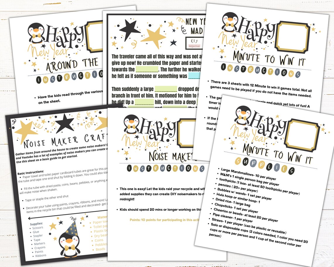 Kids New Year's Game NYE Kids Game New Year Kid Games - Etsy