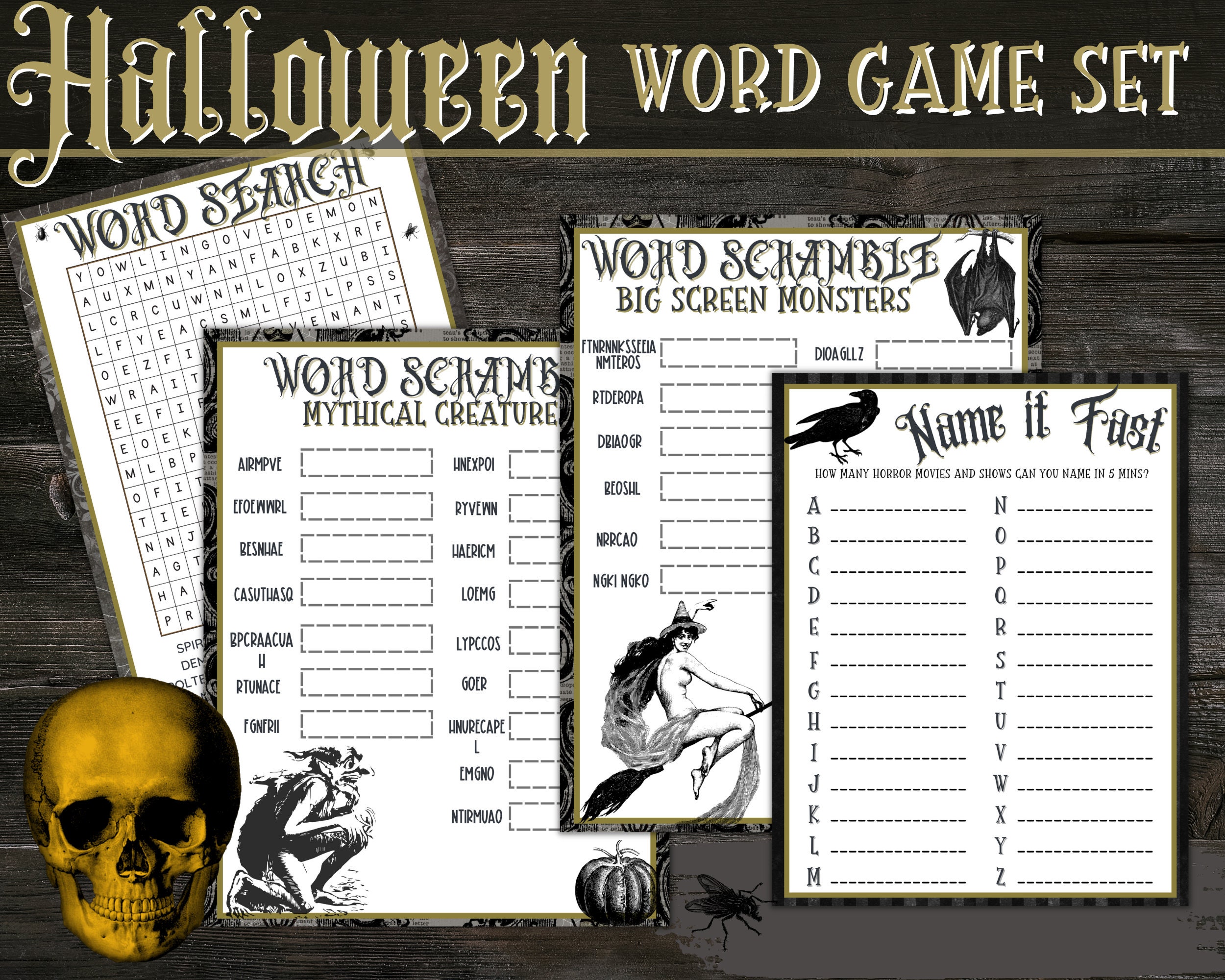 Halloween Word Games, Halloween Party Games, Halloween Printable Game ...