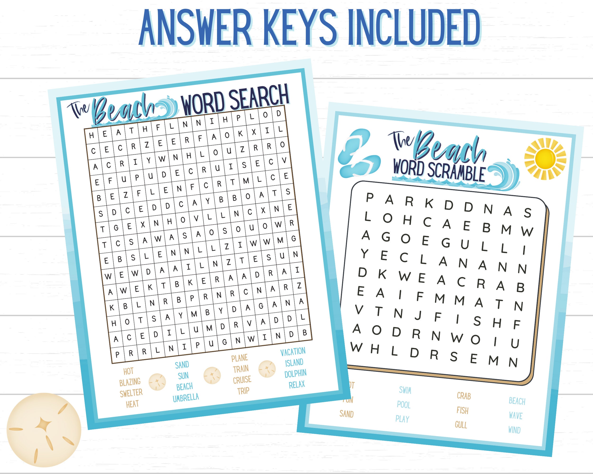 Beach Word Game Set | Printable Summer Beach Word Search | Word ...