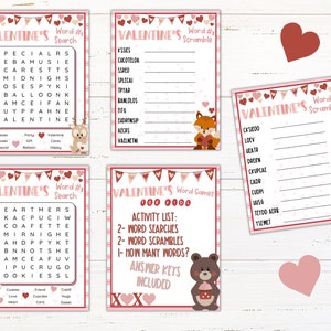 Kids Valentine Word Games Kids Valentine Word Scramble Kid's Valentine ...