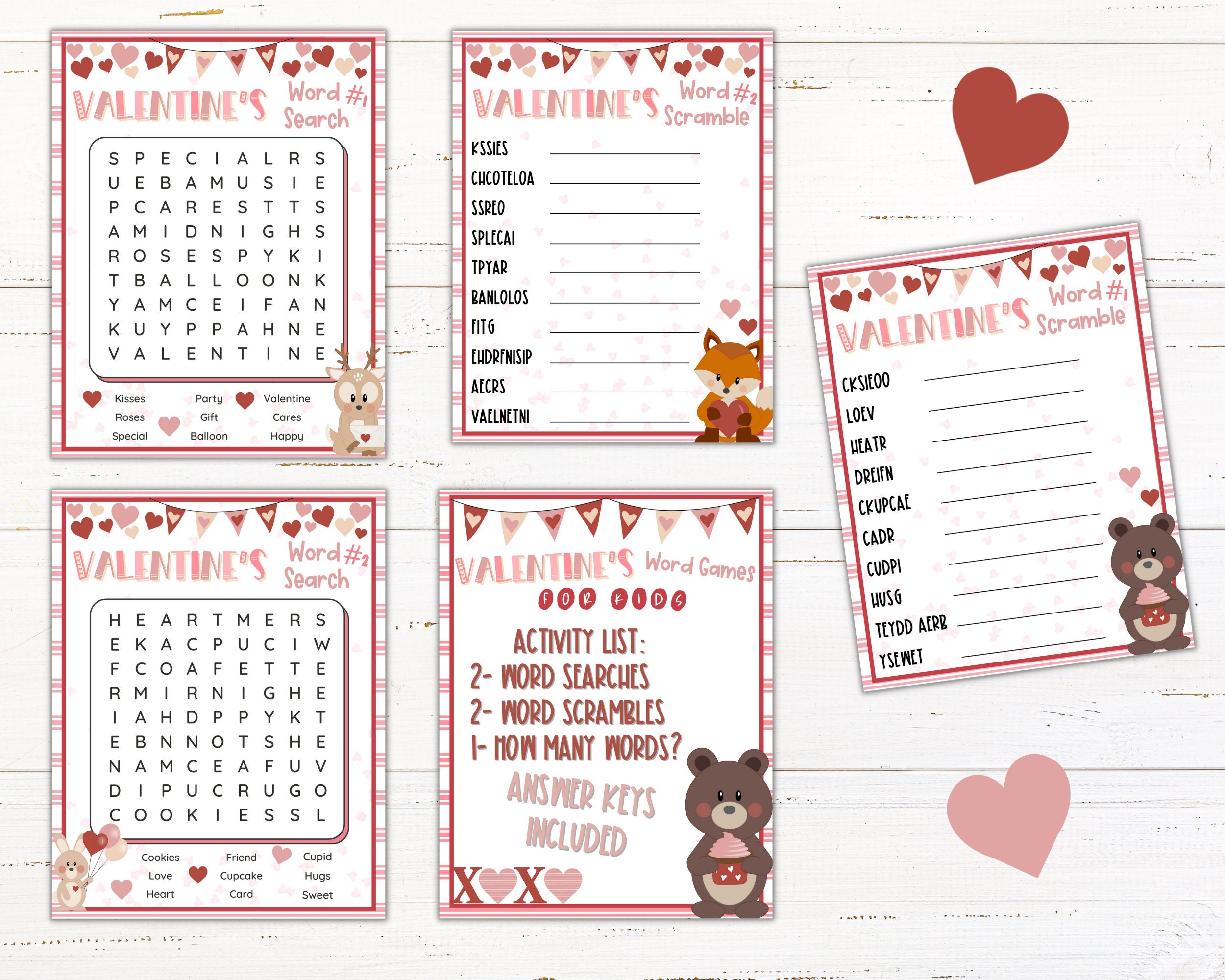 Kids Valentine Word Games Kids Valentine Word Scramble Kid's Valentine ...