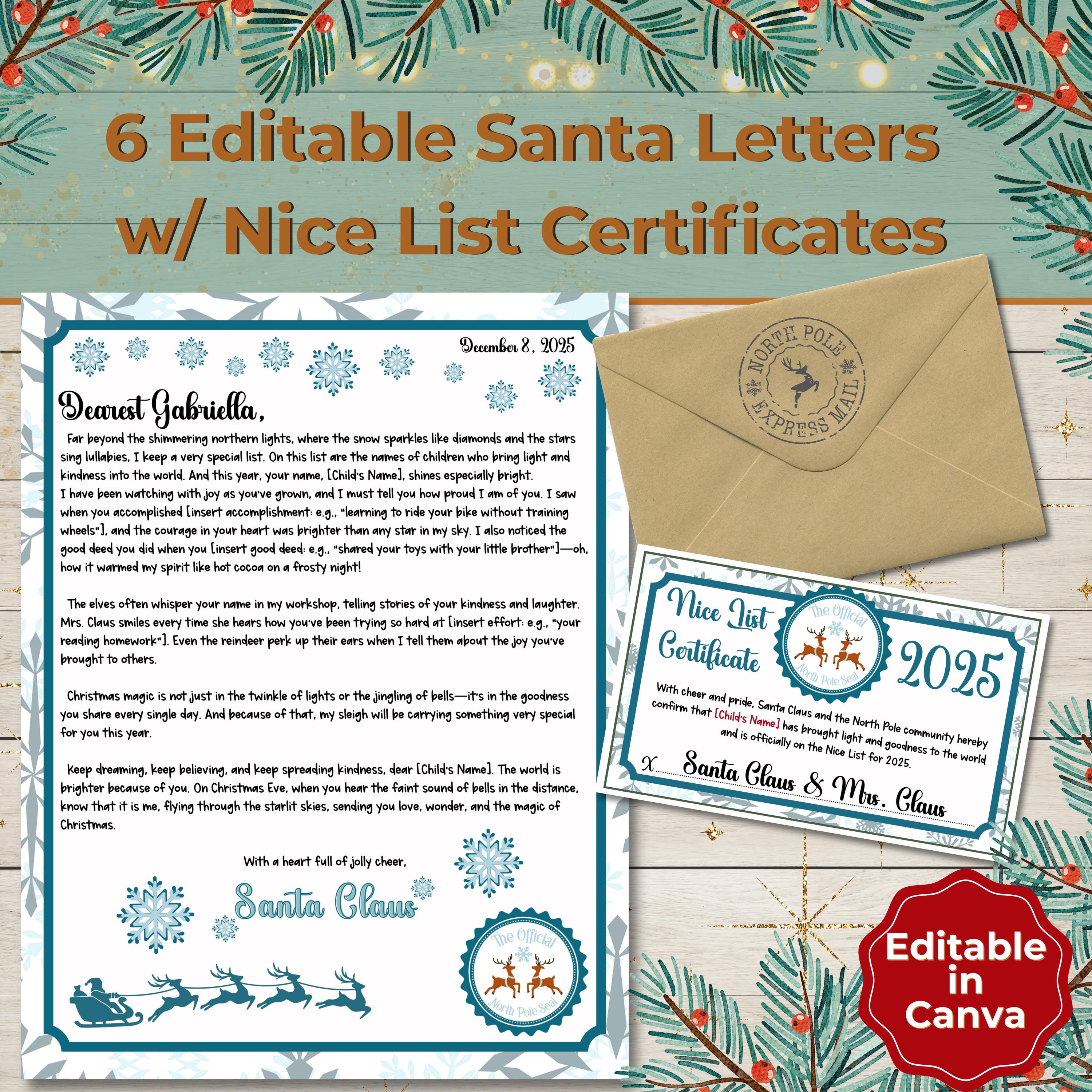 Printable Santa Letters, Editable Letters From Santa for Kids ...