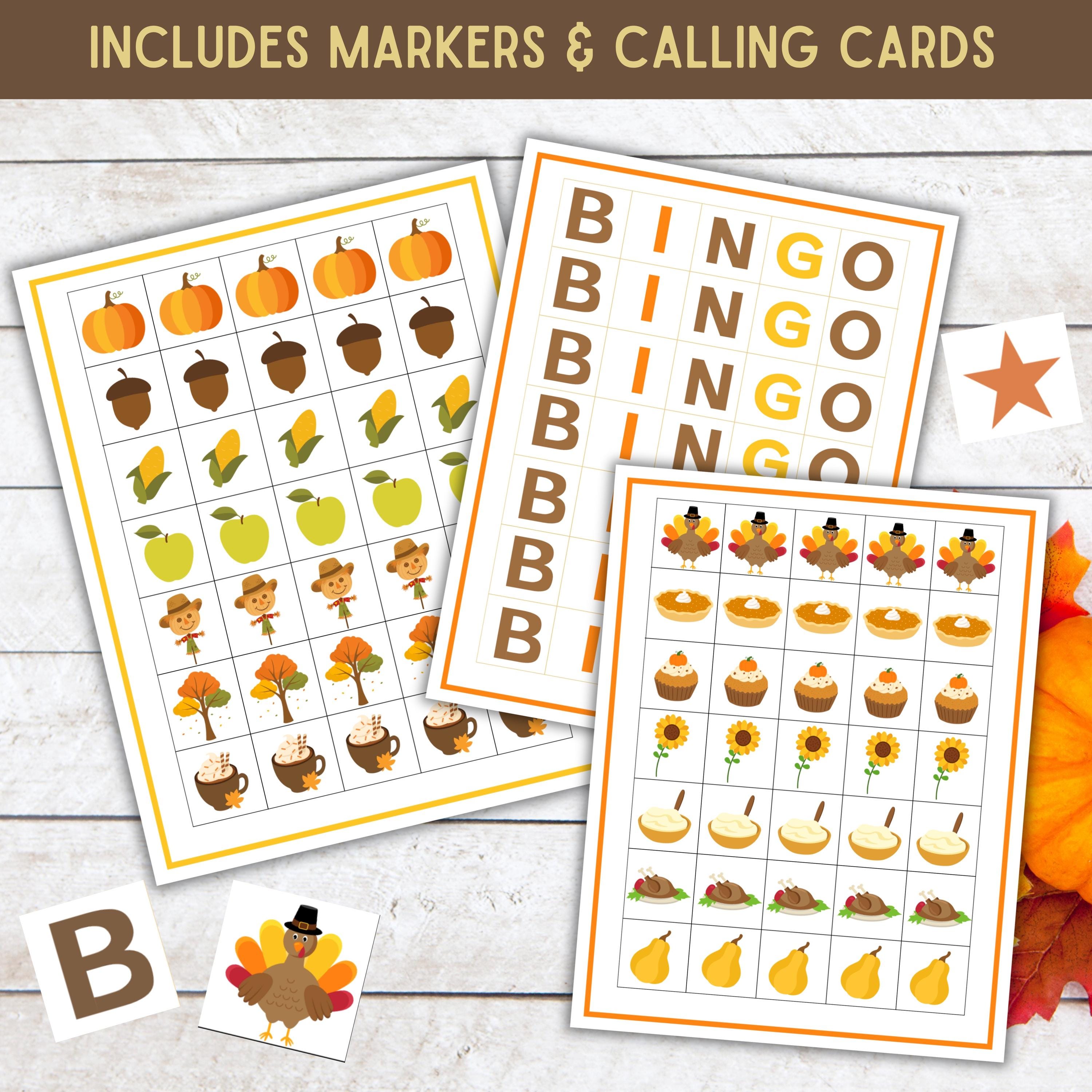Thanksgiving Bingo | Printable Thanksgiving Bingo | 50 Thanksgiving ...