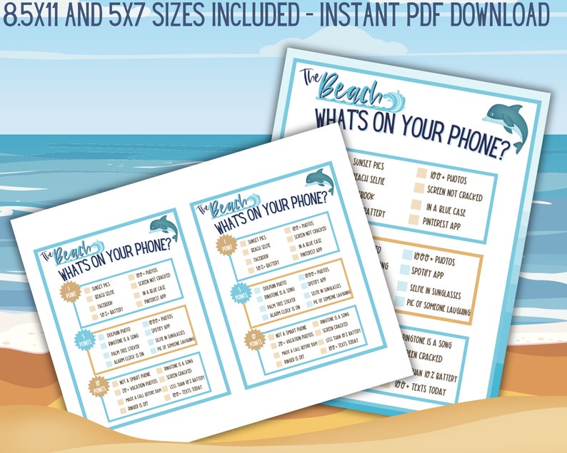 Beach Phone Game | Printable Summer Phone Game | Kid | Teen | What's on ...