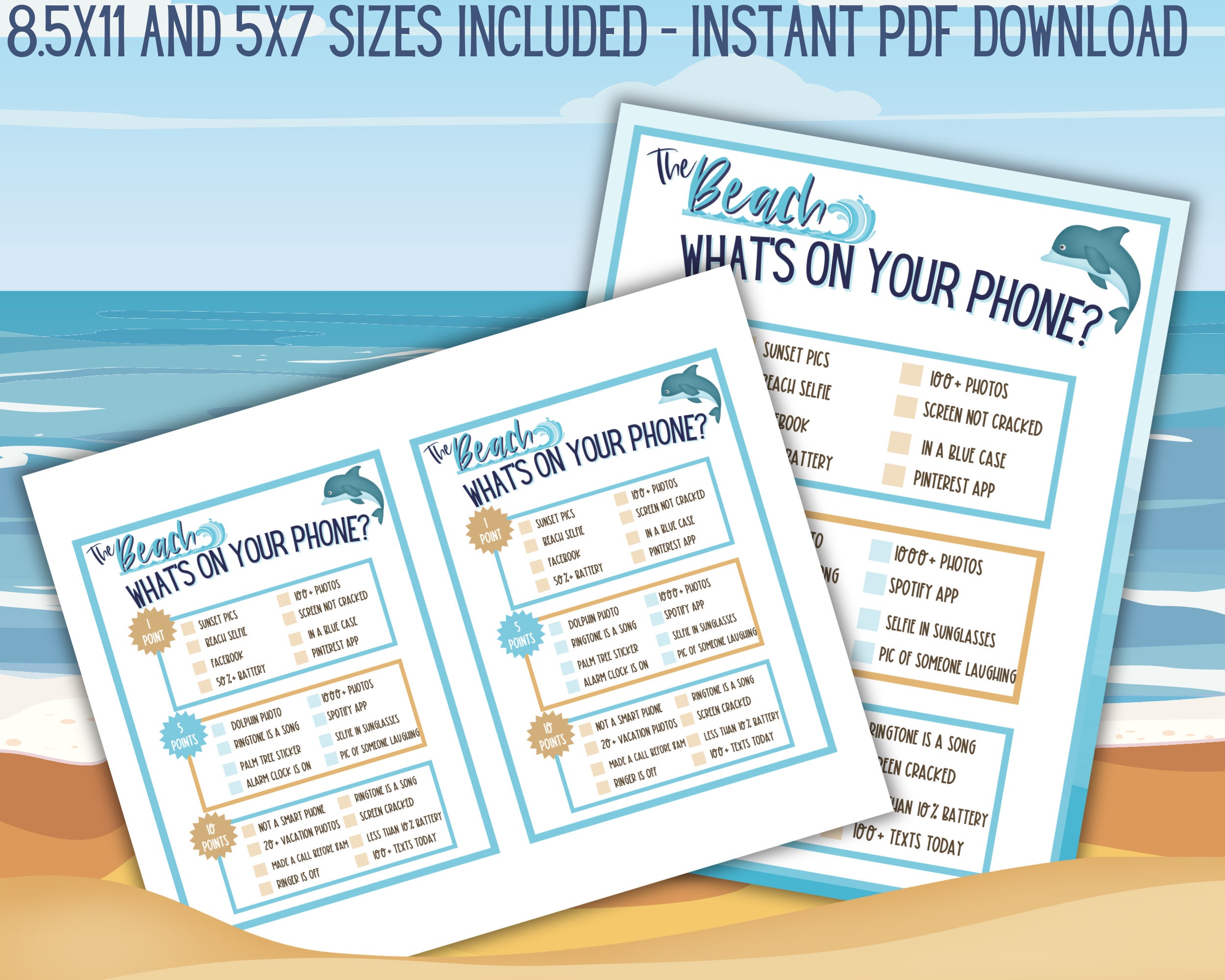 Beach Phone Game | Printable Summer Phone Game | Kid | Teen | What's on ...