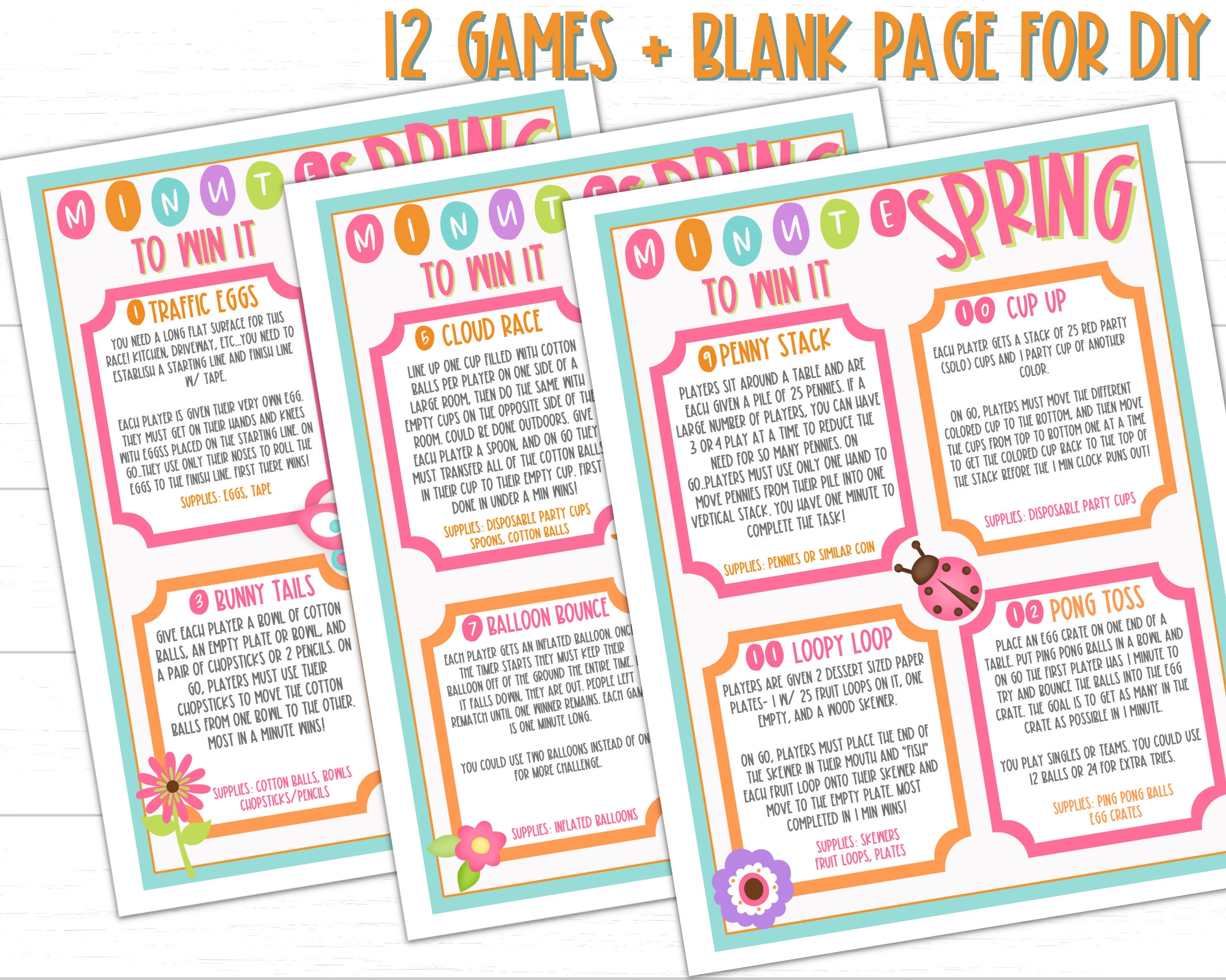 Spring Printable Game | Spring Minute to Win It | Kids Spring ...