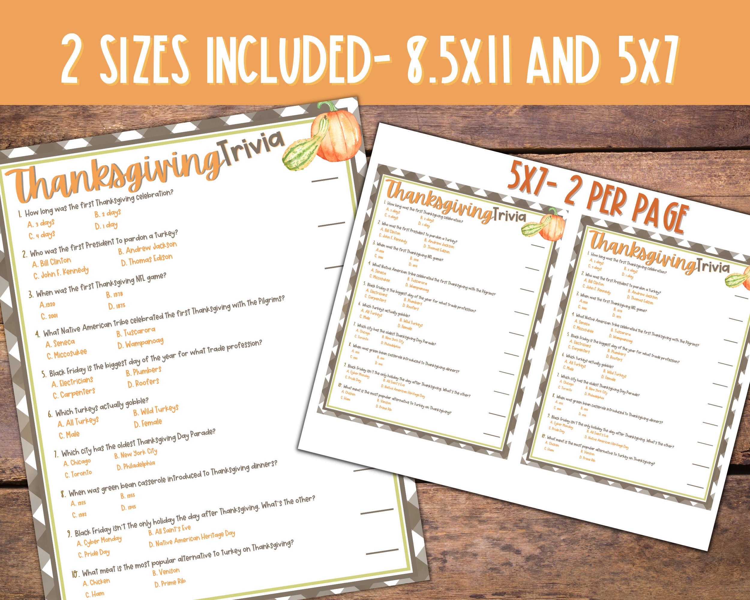 Thanksgiving Trivia Game | Thanksgiving Printable Games | Thanksgiving ...