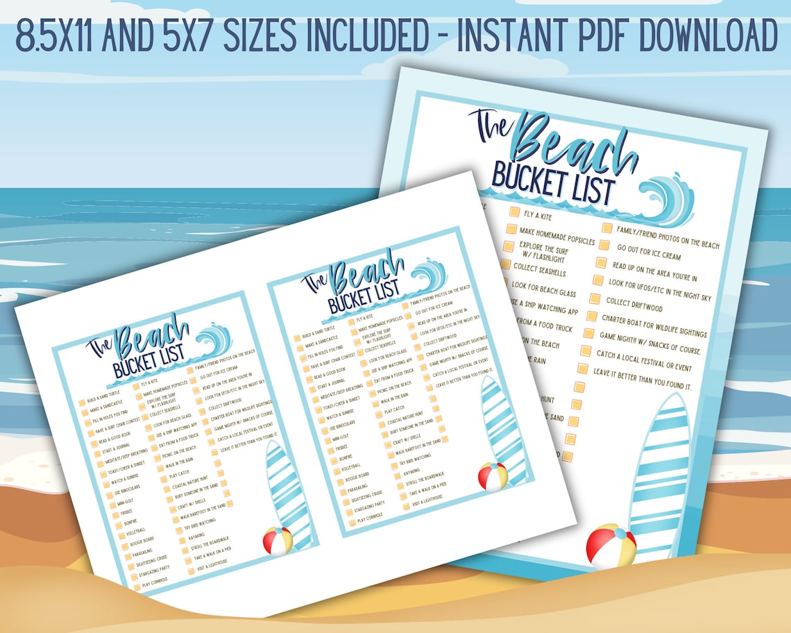 Beach Bucket List | Printable Summer Bucket List | Kids | Teen | Summer ...