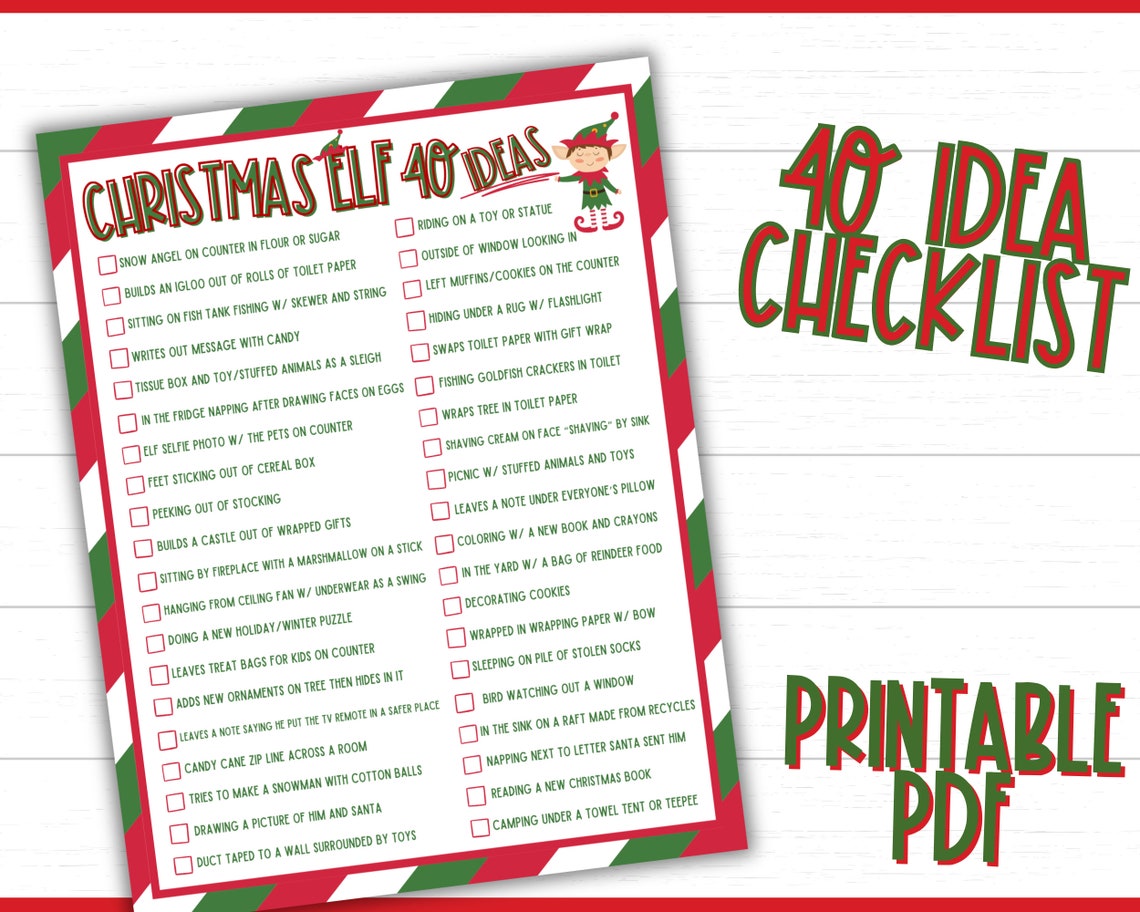 Elf Checklist | Christmas Elf | Holiday Elf | Organizer | Elf Kit | Kid ...