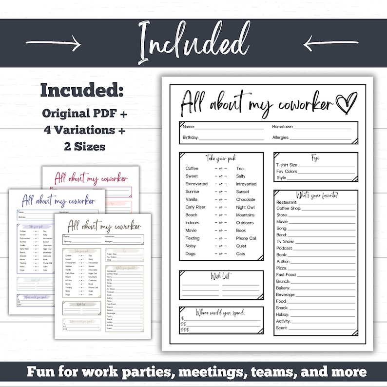 My Favorite Things Survey Questionnaire, Employee Favorites, All About ...