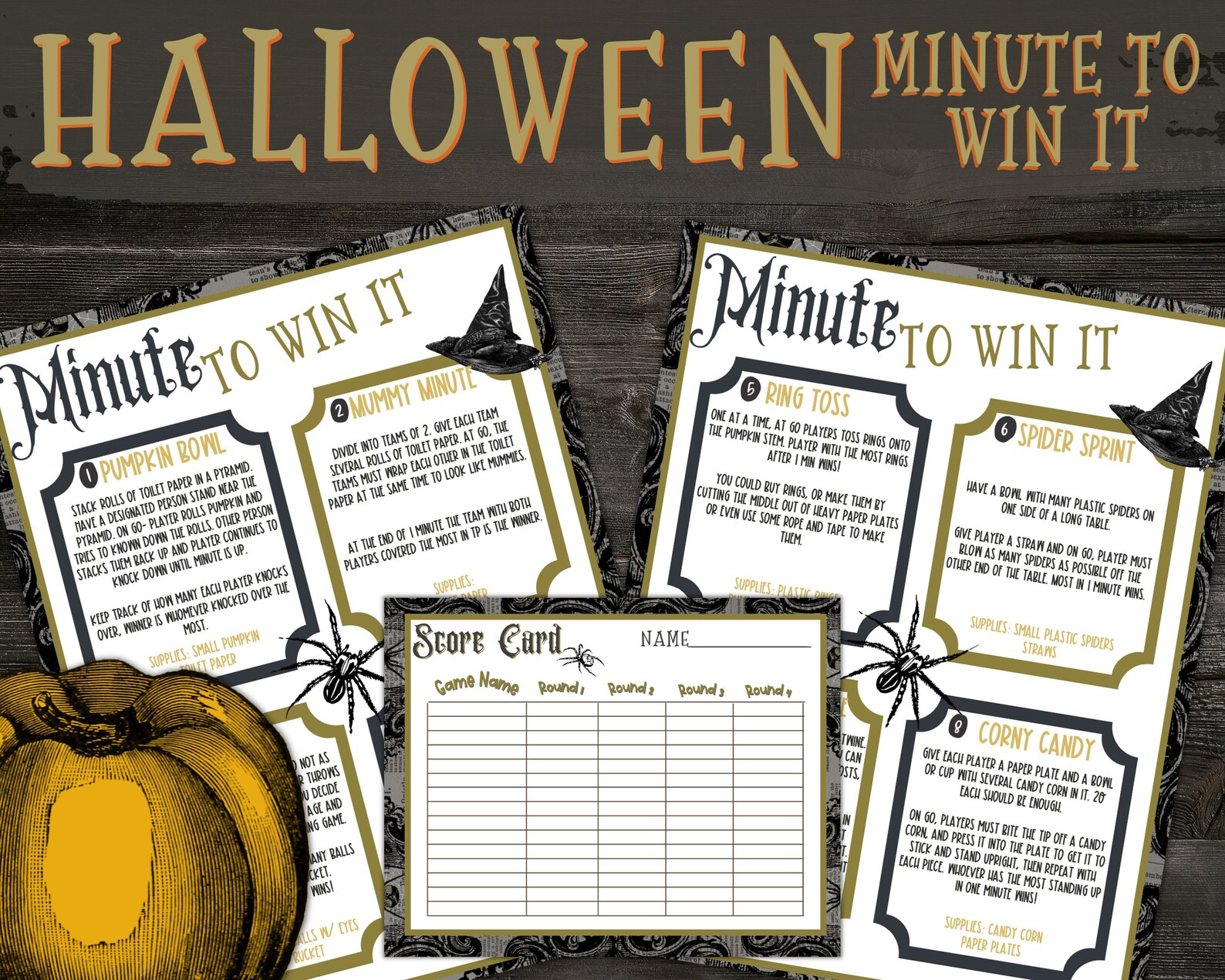 Minute to Win It Games, Halloween Party Game, Halloween Printable Game ...