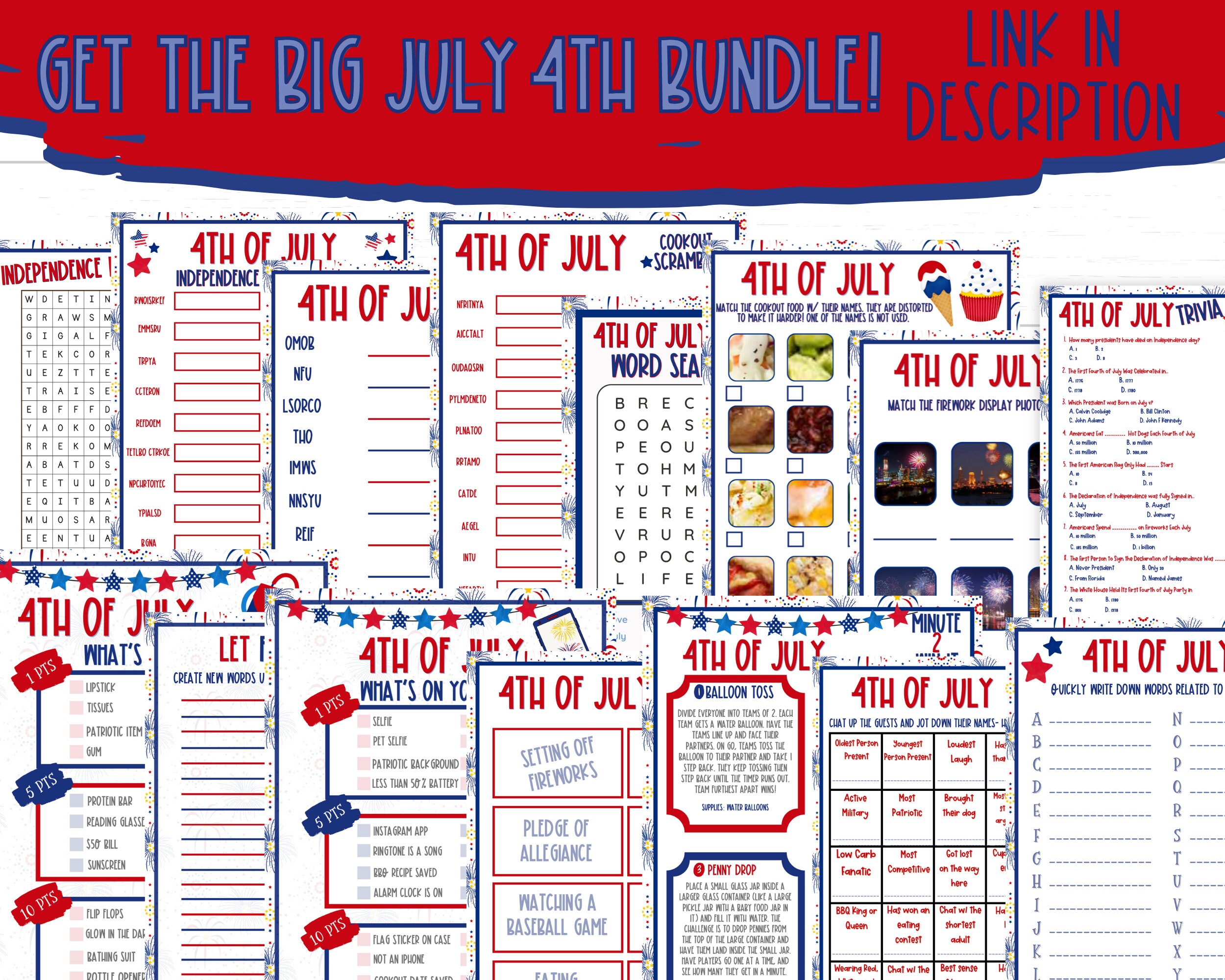 4th of July Word Party Games | Independence Day Party Game | 4th of ...