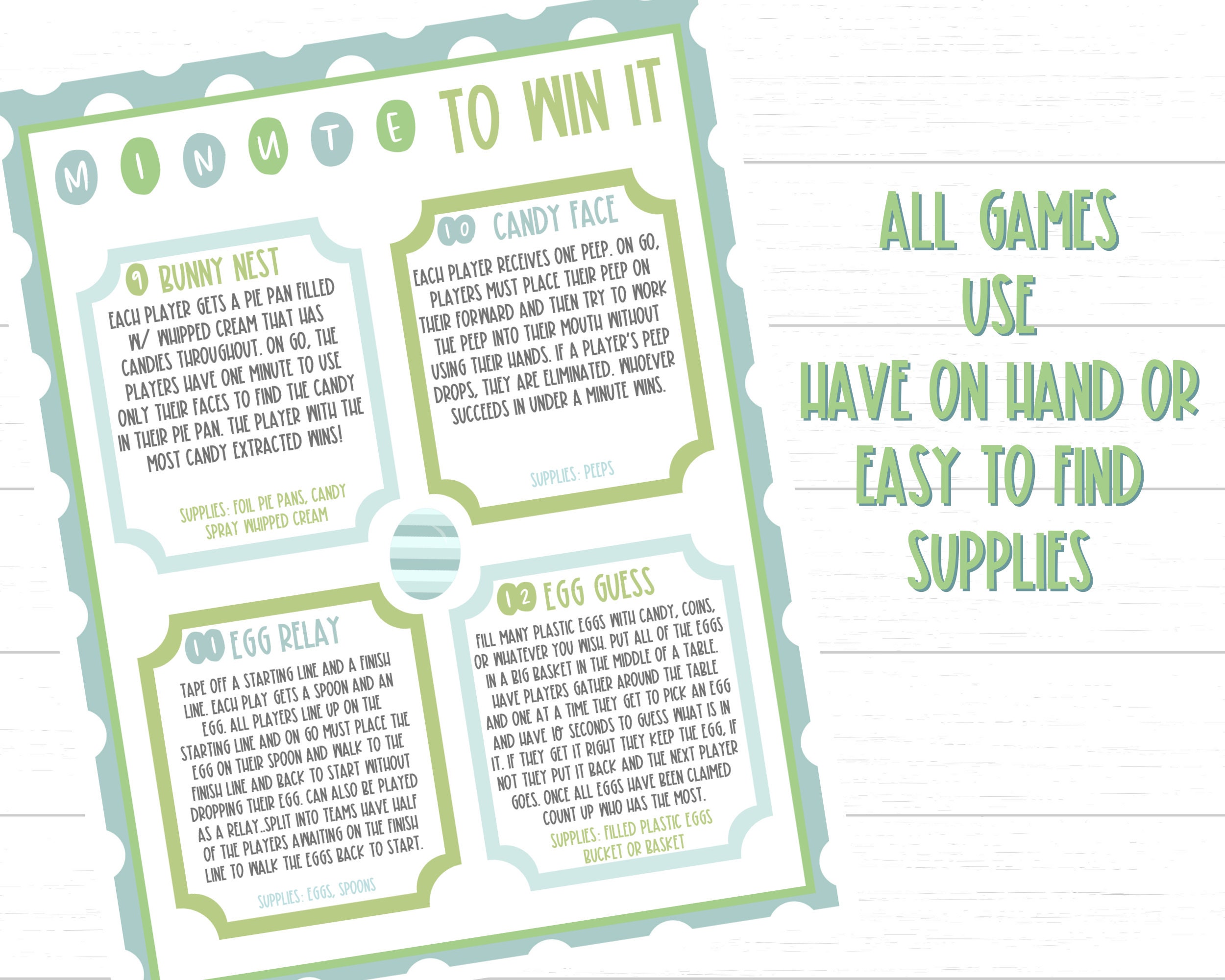 Easter Printable Game Easter Minute to Win It Kids Easter - Etsy