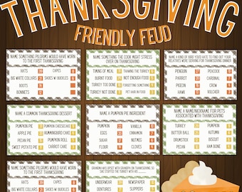 Thanksgiving Friendly Feud Printable | Thanksgiving Trivia ...