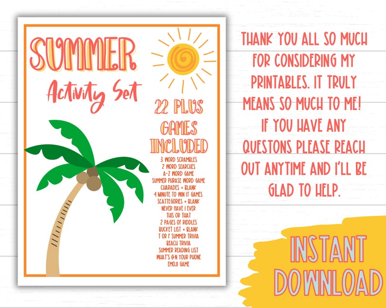 Summer Games | Printable Summer Game Bundle | Summer Games Kids Adults ...