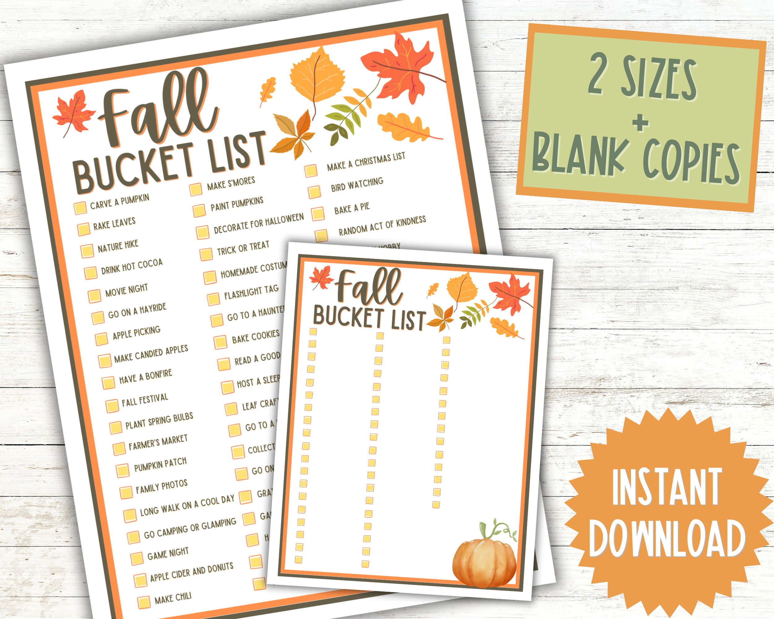 Fall Bucket List | Printable Fall Activity | Printable Fall Game ...
