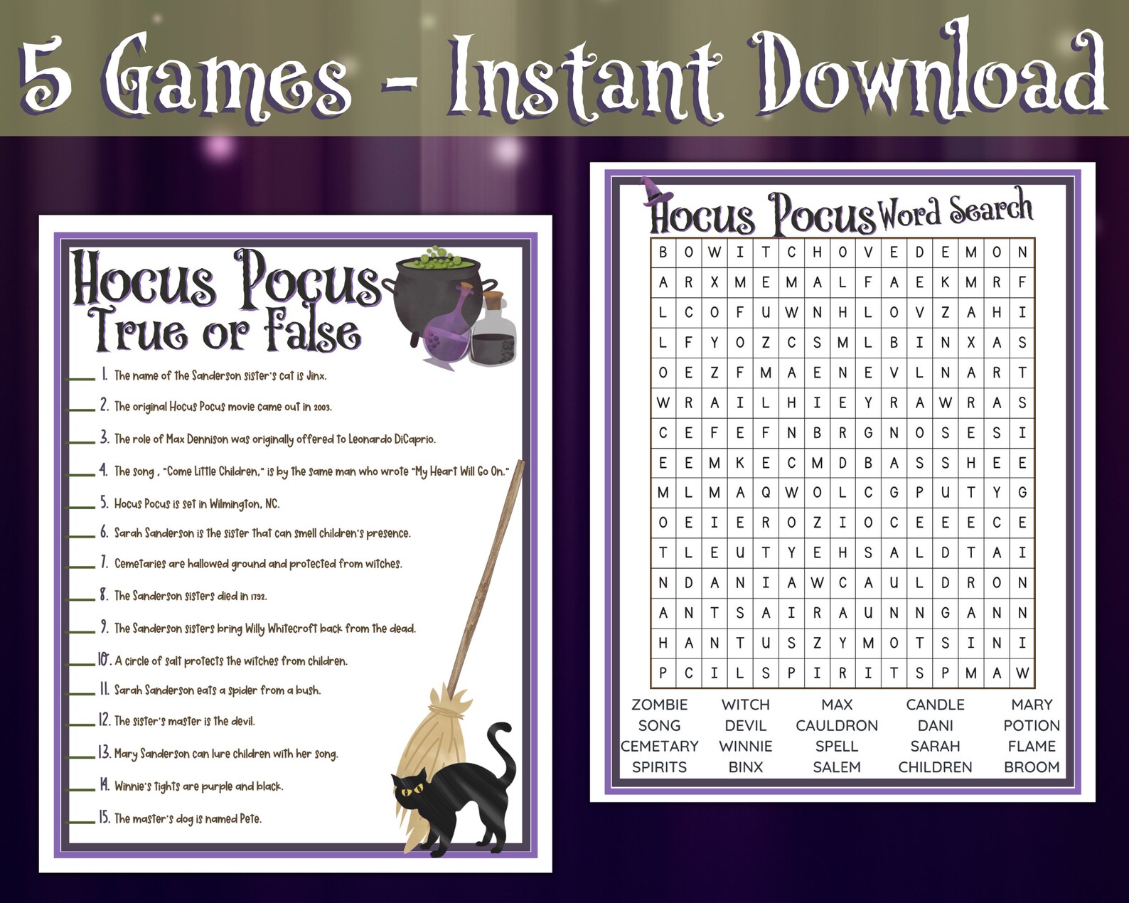 Hocus Pocus Trivia, Hocus Pocus Games, Hocus Pocus, Halloween Party ...