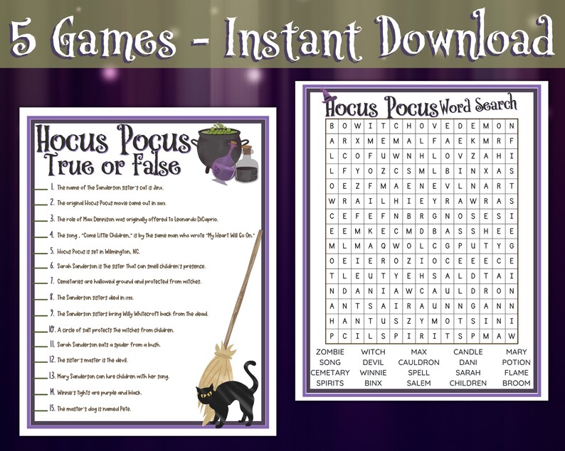 Hocus Pocus Trivia, Hocus Pocus Games, Hocus Pocus, Halloween Party ...