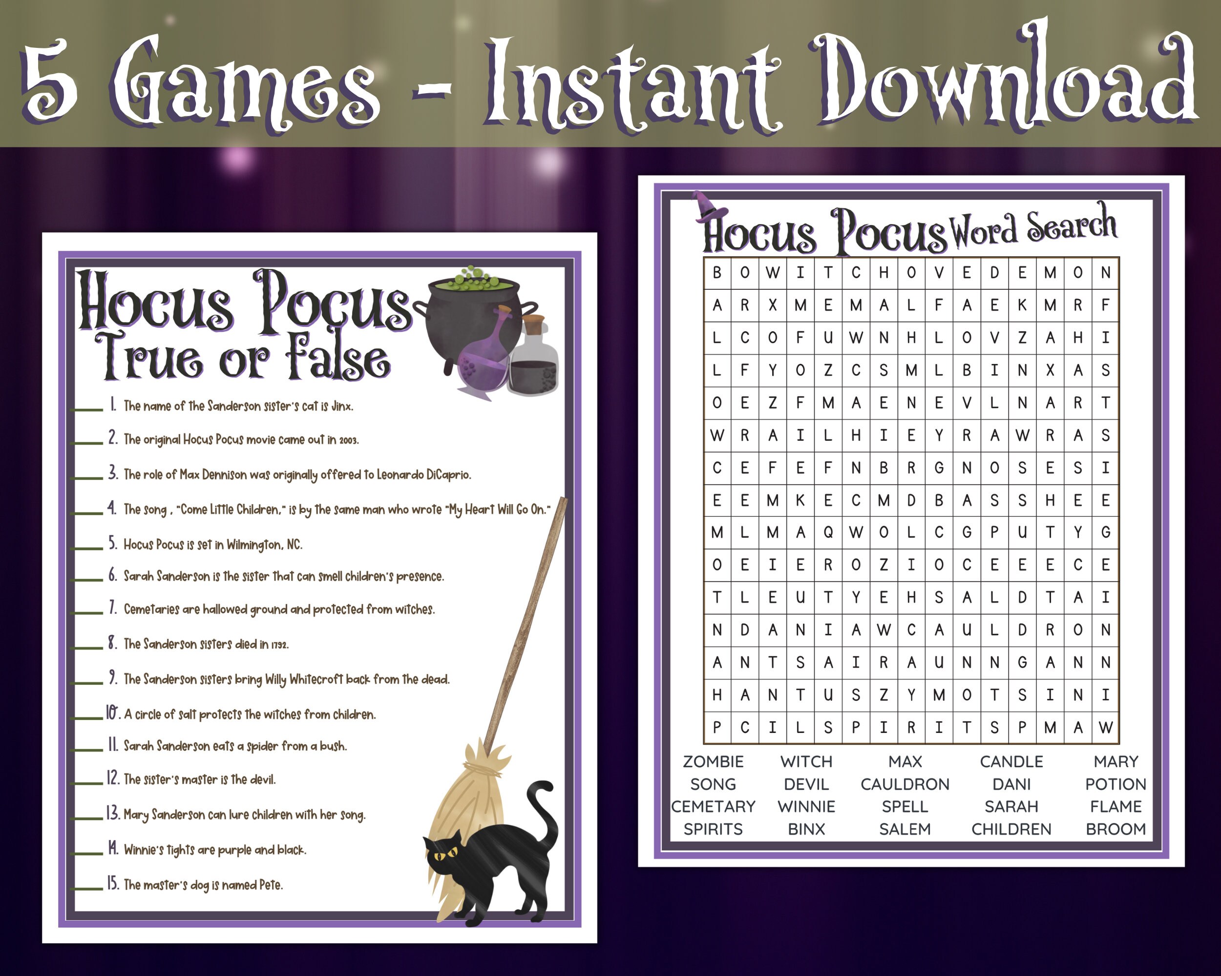 Hocus Pocus Trivia, Hocus Pocus Games, Hocus Pocus, Halloween Party Games, Halloween Activity ...