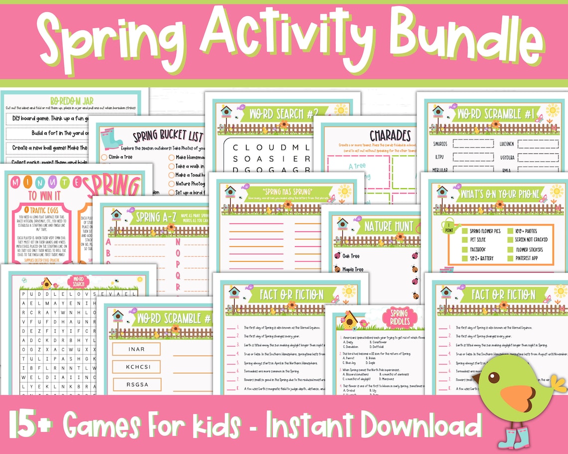 Spring Printable Game Bundle Spring Games for Kids Kids Spring ...