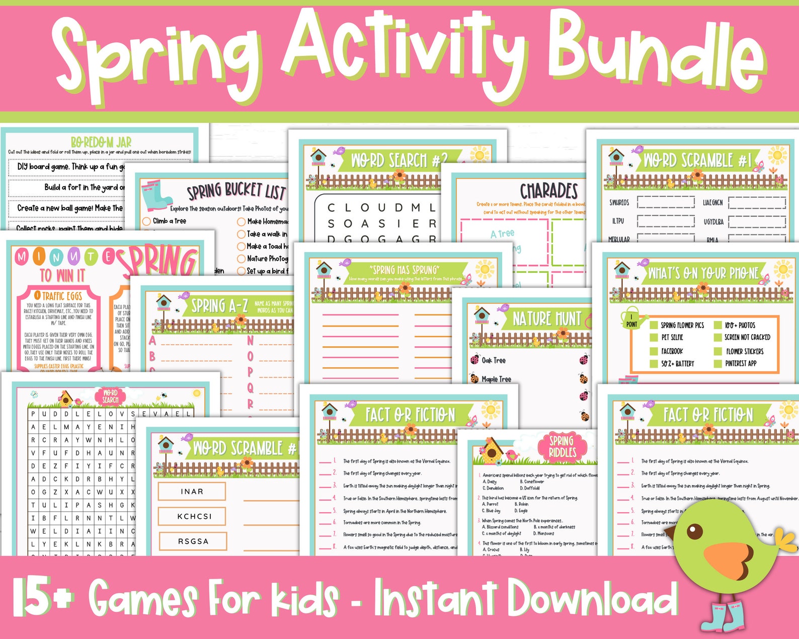 Spring Printable Game Bundle | Spring Games for Kids | Kids Spring ...