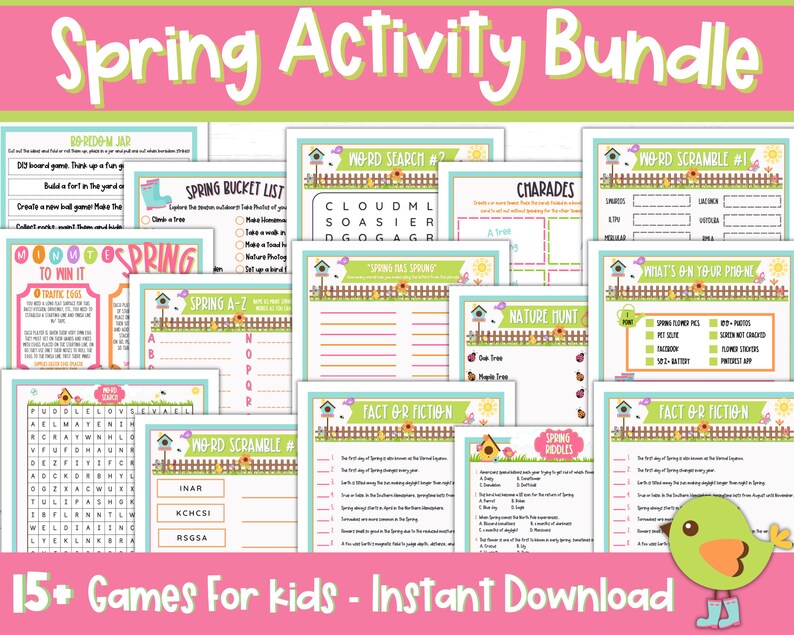 Spring Printable Game Bundle | Spring Games for Kids | Kids Spring ...