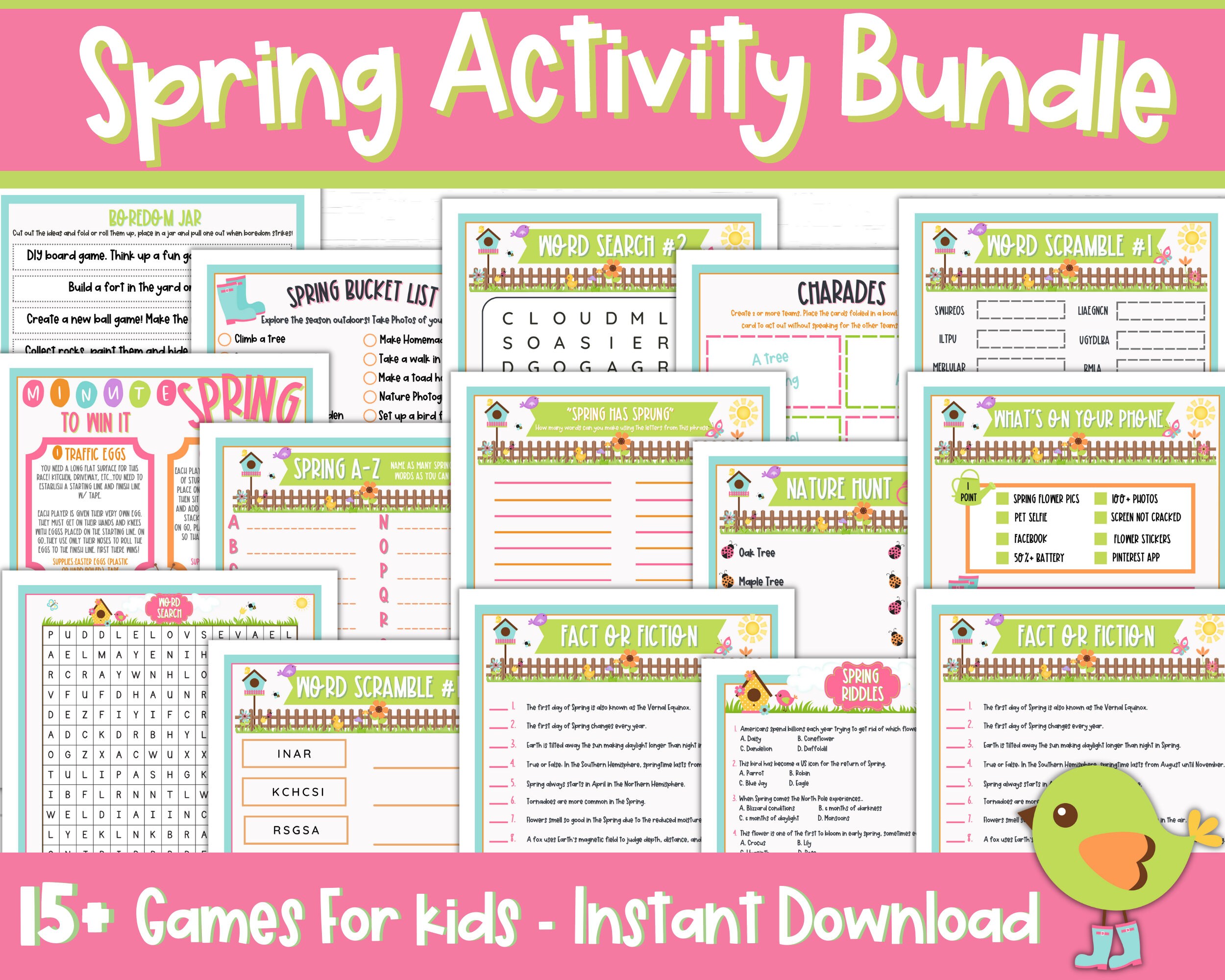Spring Printable Game Bundle | Spring Games for Kids | Kids Spring ...
