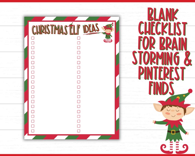Elf Checklist | Christmas Elf | Holiday Elf | Organizer | Elf Kit | Kid ...
