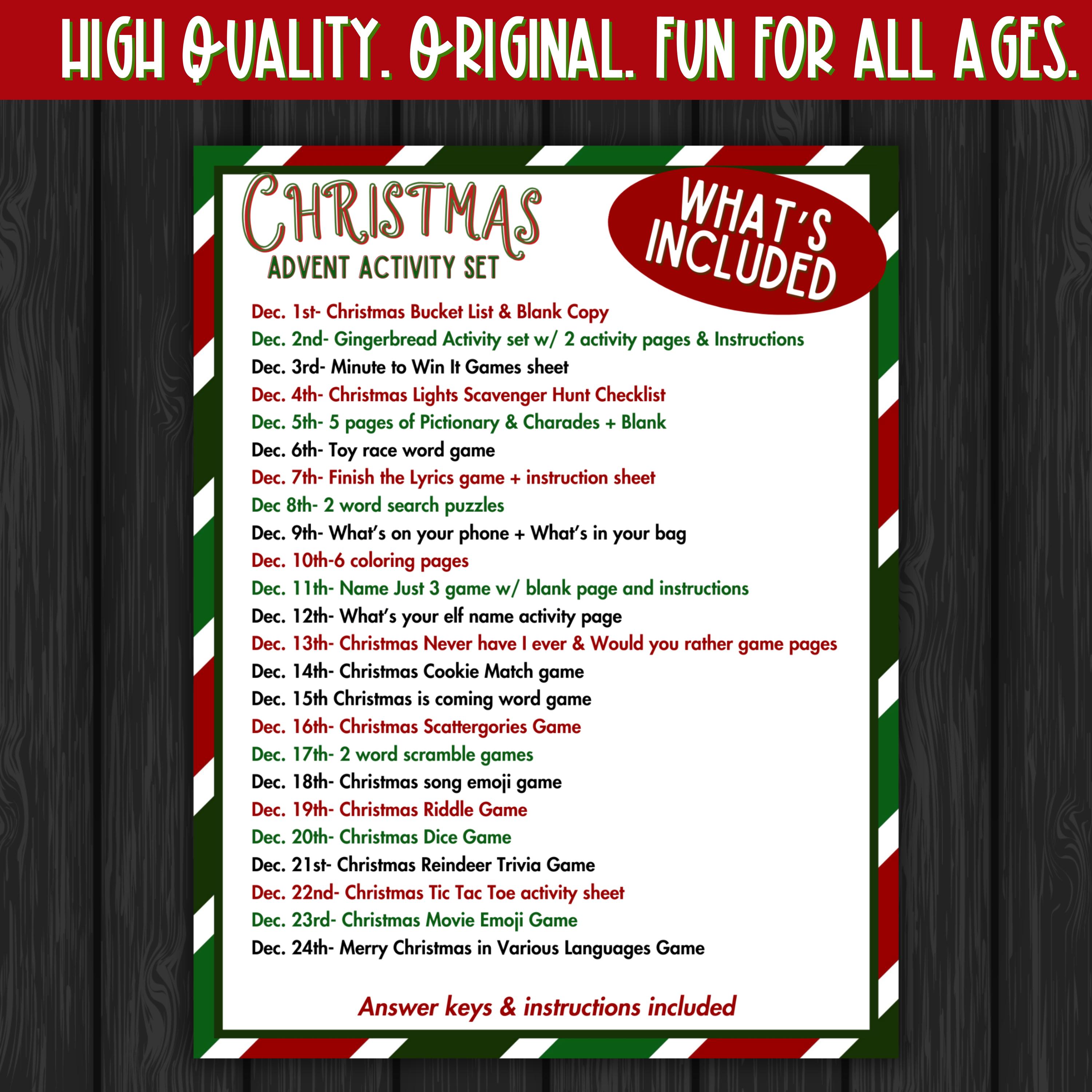 Family Christmas Game | Christmas Countdown | Printable Christmas Games ...