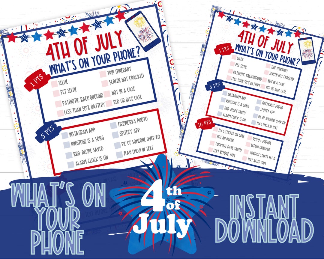 4th of July What's on Your Phone | Independence Day Phone Game | 4th of ...