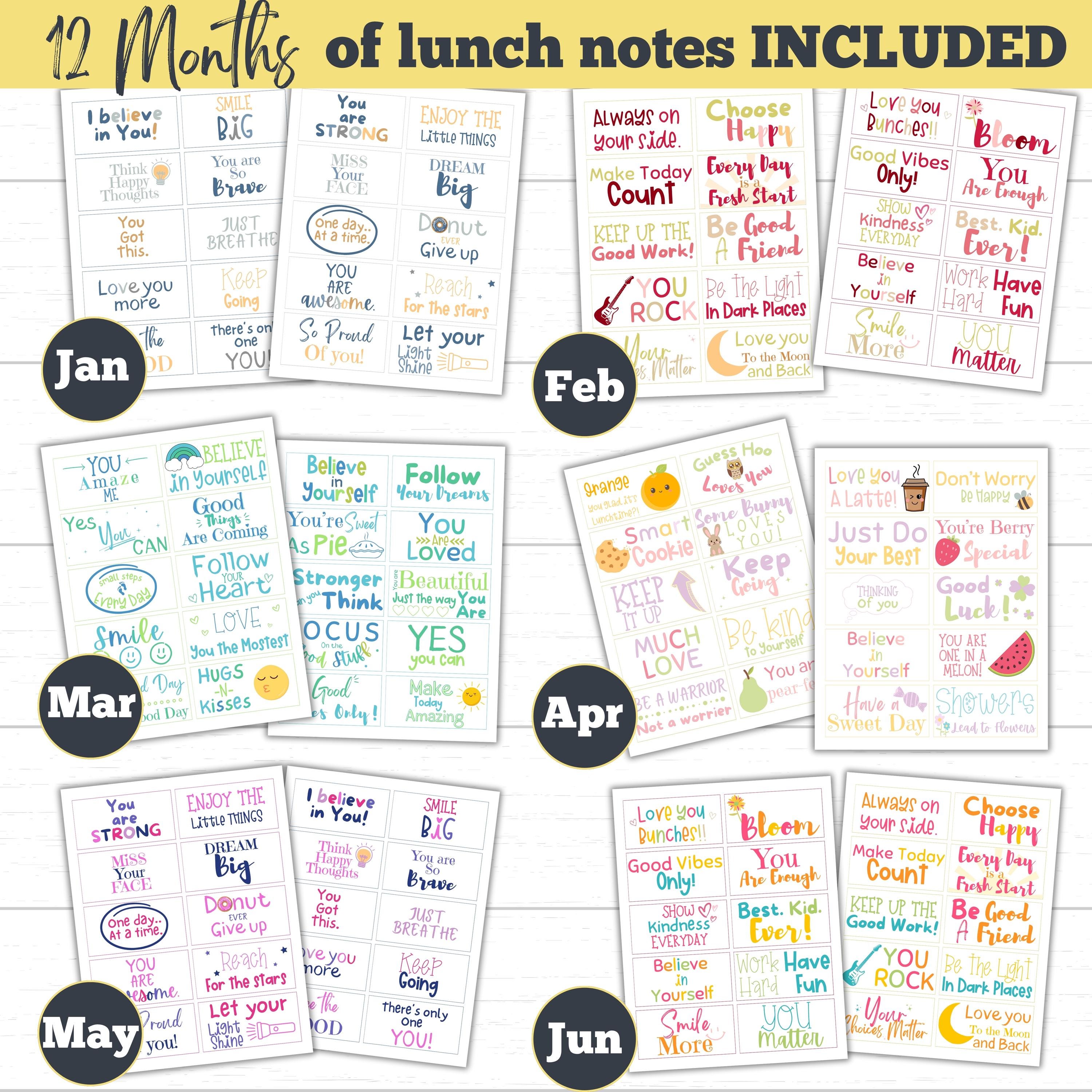 First Day of School | School Lunch Box Notes | Printable Lunchbox Notes ...