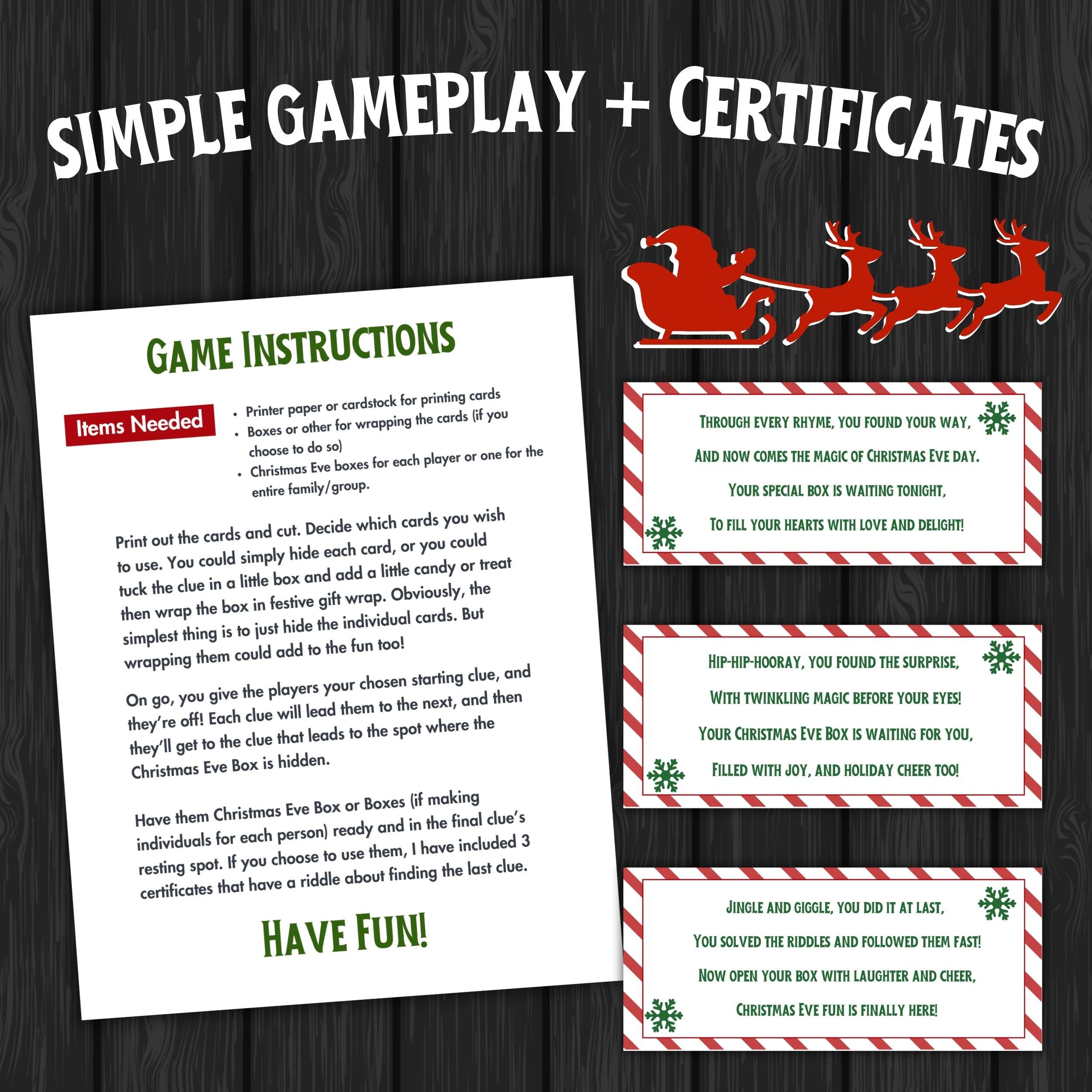 Christmas Eve Box Scavenger Hunt Set With 48 Cards for All Ages ...