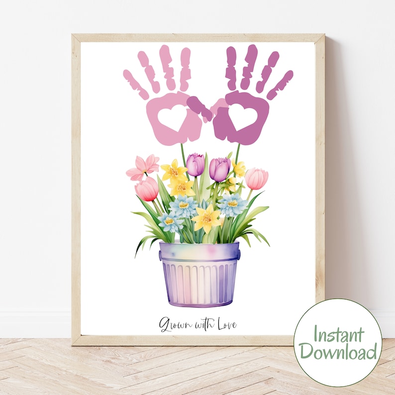 Mothers Day Handprint Printable | Mother's Day Handprint Floral Art ...