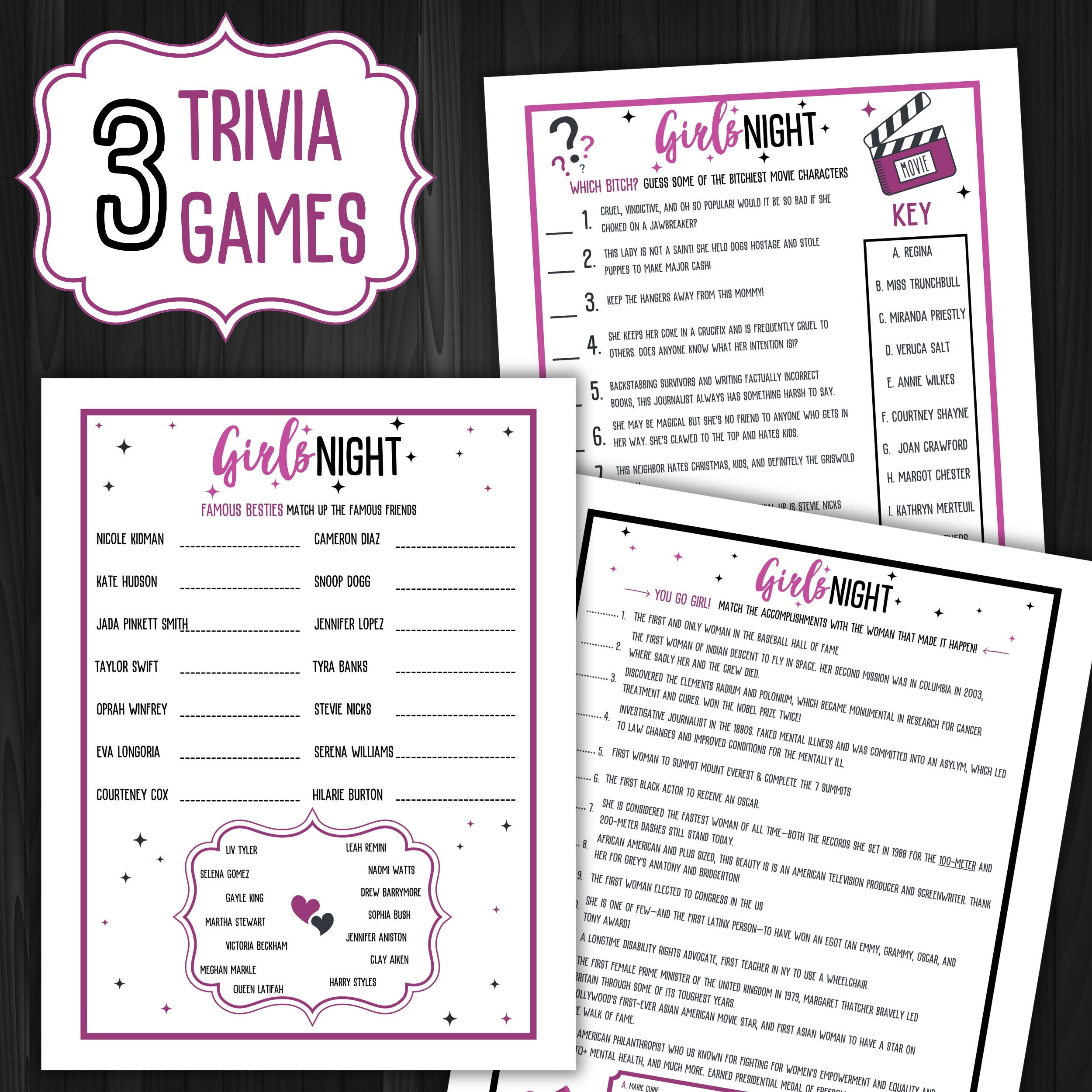 Girls Night Trivia Games | Ladies Night Game | Girls Night Out | Adult ...
