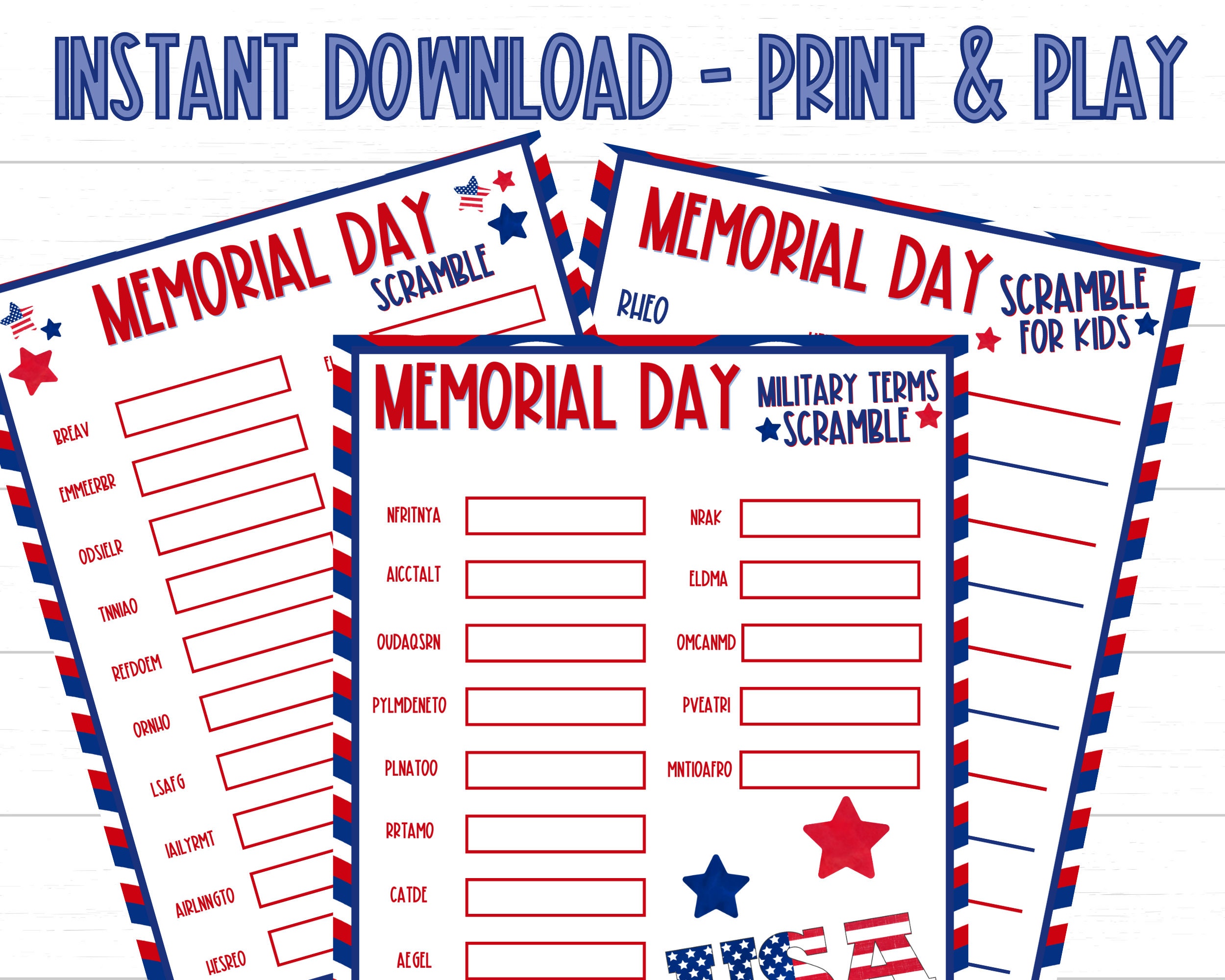 Memorial Day Word Games | Printable Memorial Day Games | Party Games ...