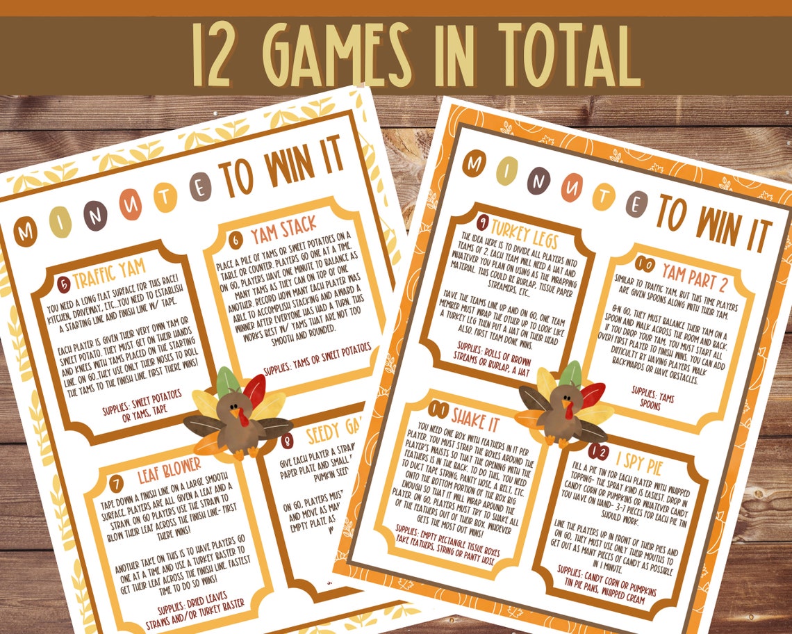 Thanksgiving Minute to Win It | Thanksgiving Party Game | Kids ...