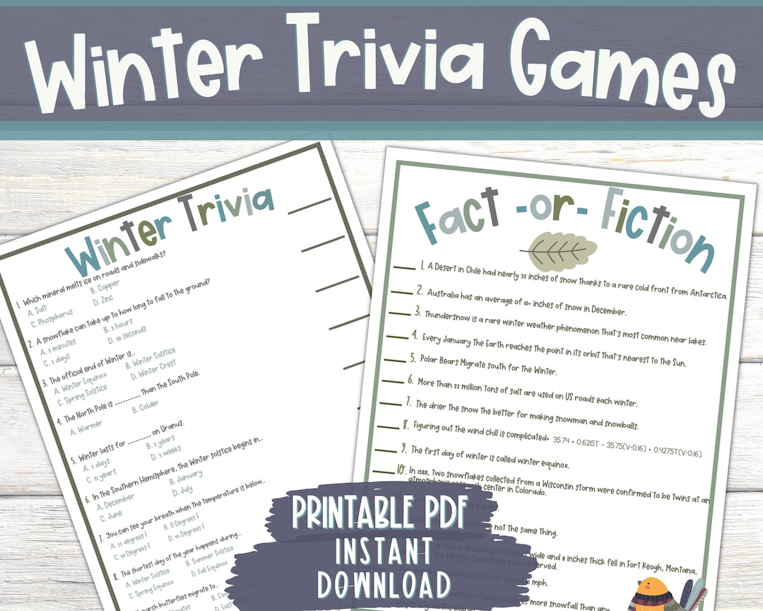 Winter Trivia Games, Party Games, Kids Winter Game, Classroom Trivia ...