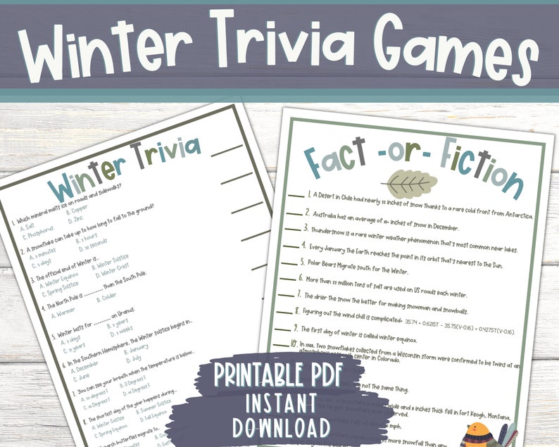 Winter Trivia Games, Party Games, Kids Winter Game, Classroom Trivia ...