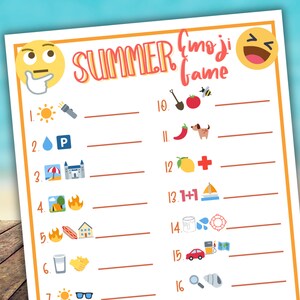 Summer Emoji Game | Printable Summer Emoji Game | Summer Games Kids ...