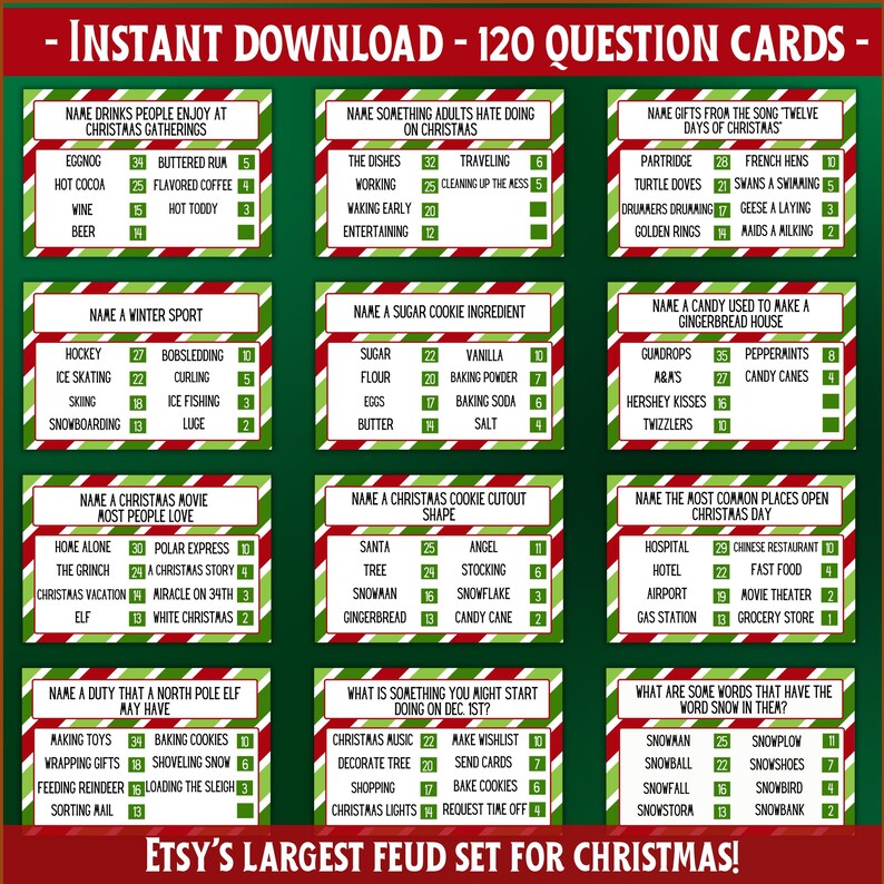 Christmas Family Feud MEGA Bundle, Friendly Feud Printable, Christmas ...