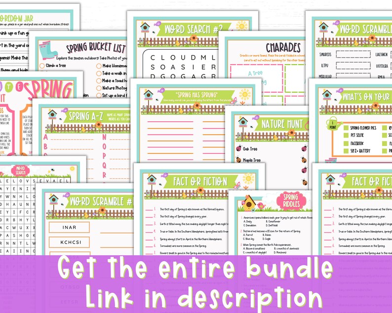 Spring Word Game Set for Kids | Printable Word Games | Spring Word ...