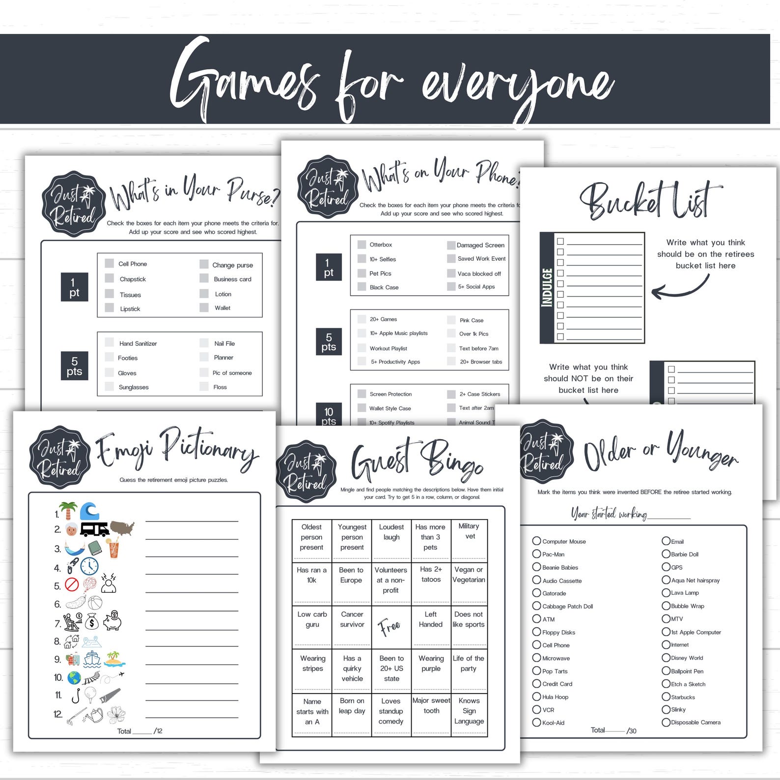 Retirement Games, Printable Retirement Party Games, Retiree Games, 25 ...