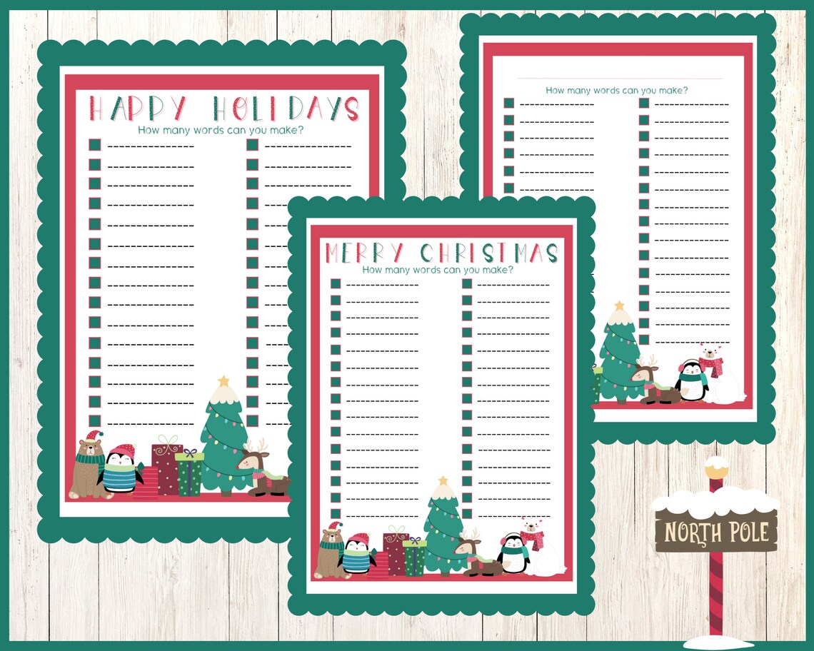 Printable Christmas Word Game Family Holiday Party Game Kids Printable ...