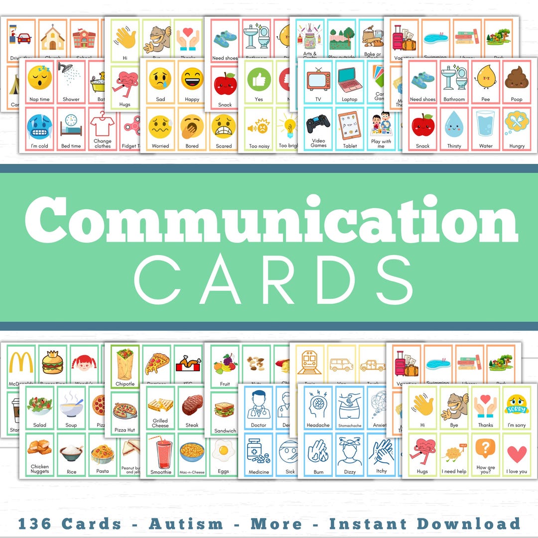 Communication Cards | Autism Communication | 136 Printable Autism ...