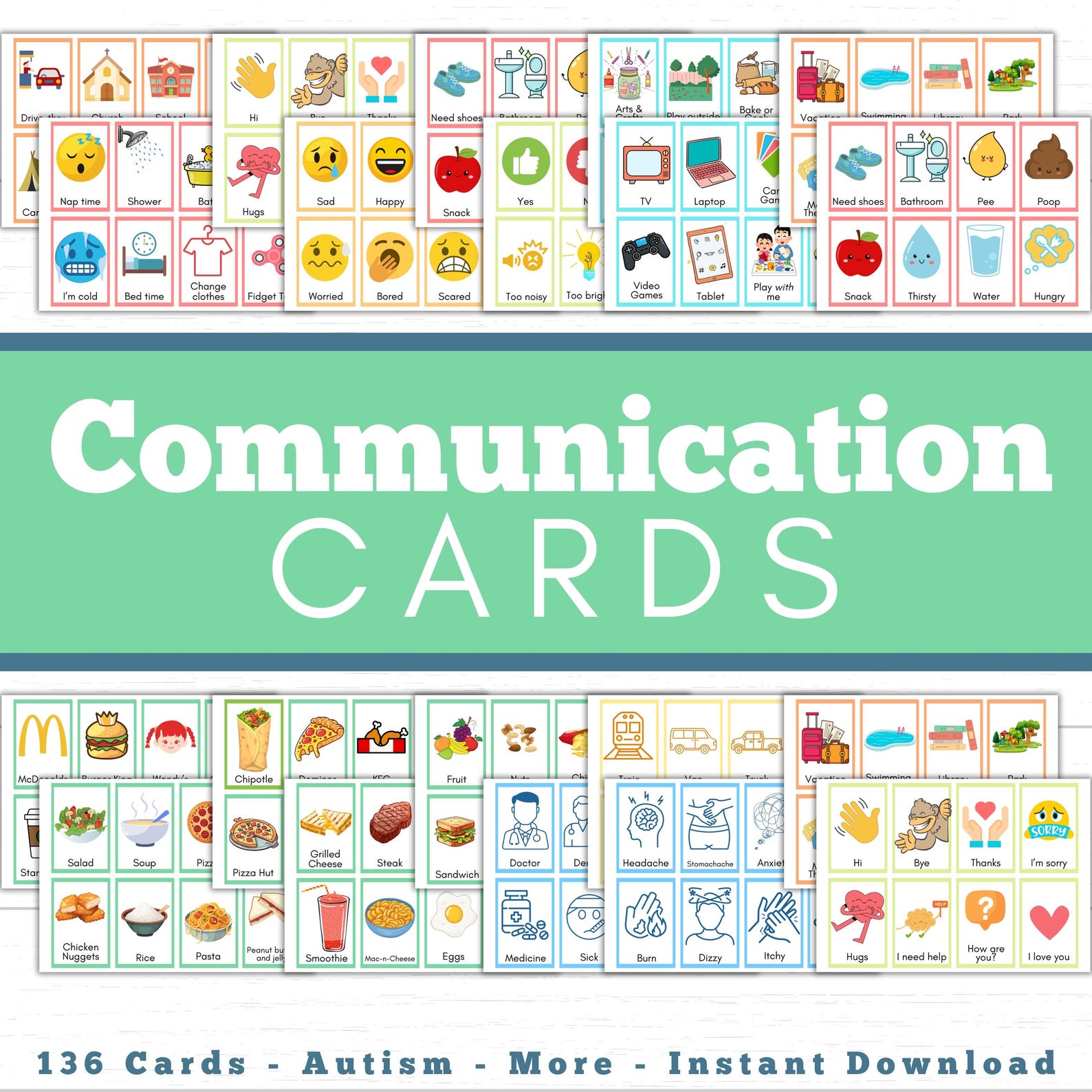 Communication Cards | Autism Communication | 136 Printable Autism ...