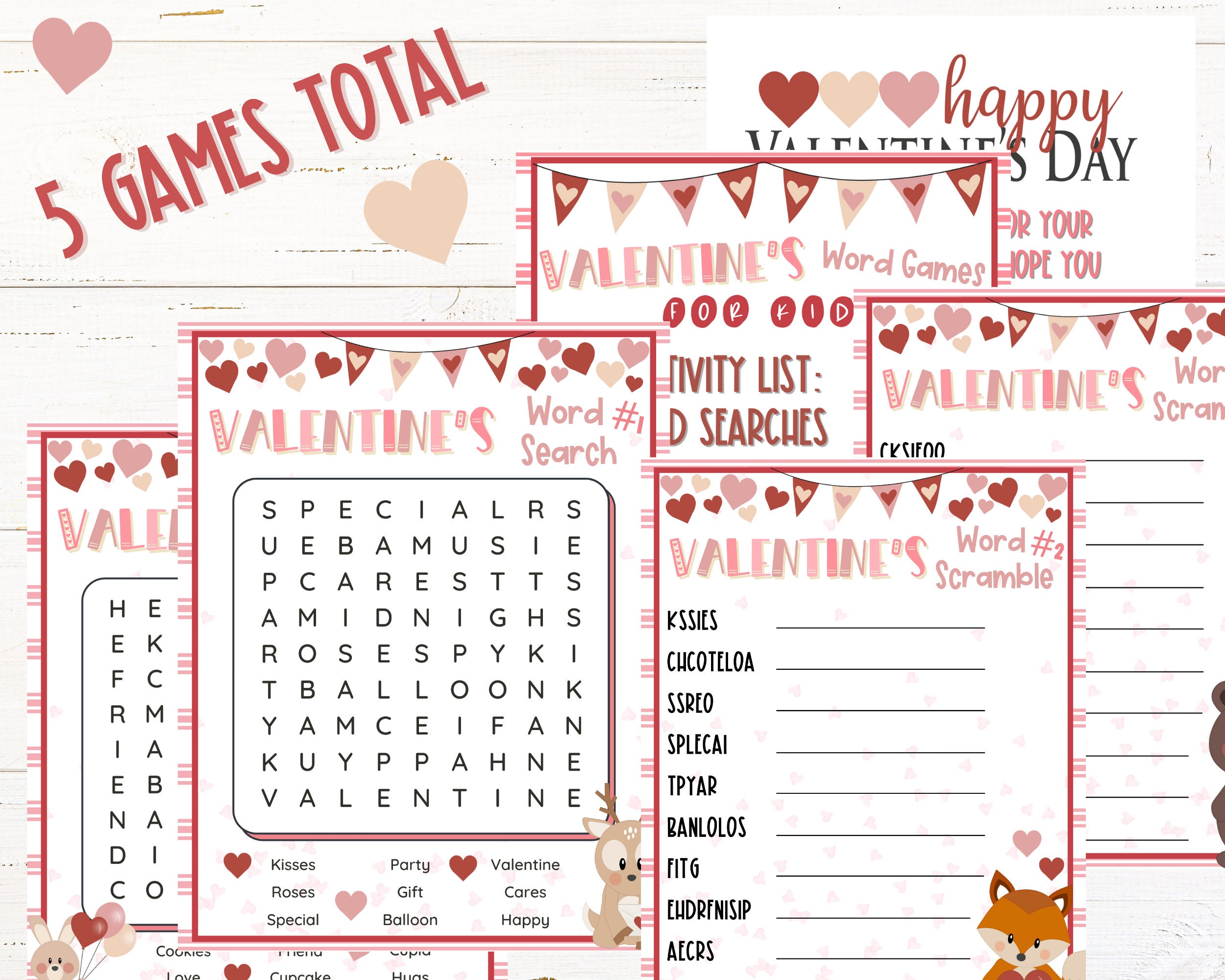 Kids Valentine Word Games Kids Valentine Word Scramble Kid's Valentine ...