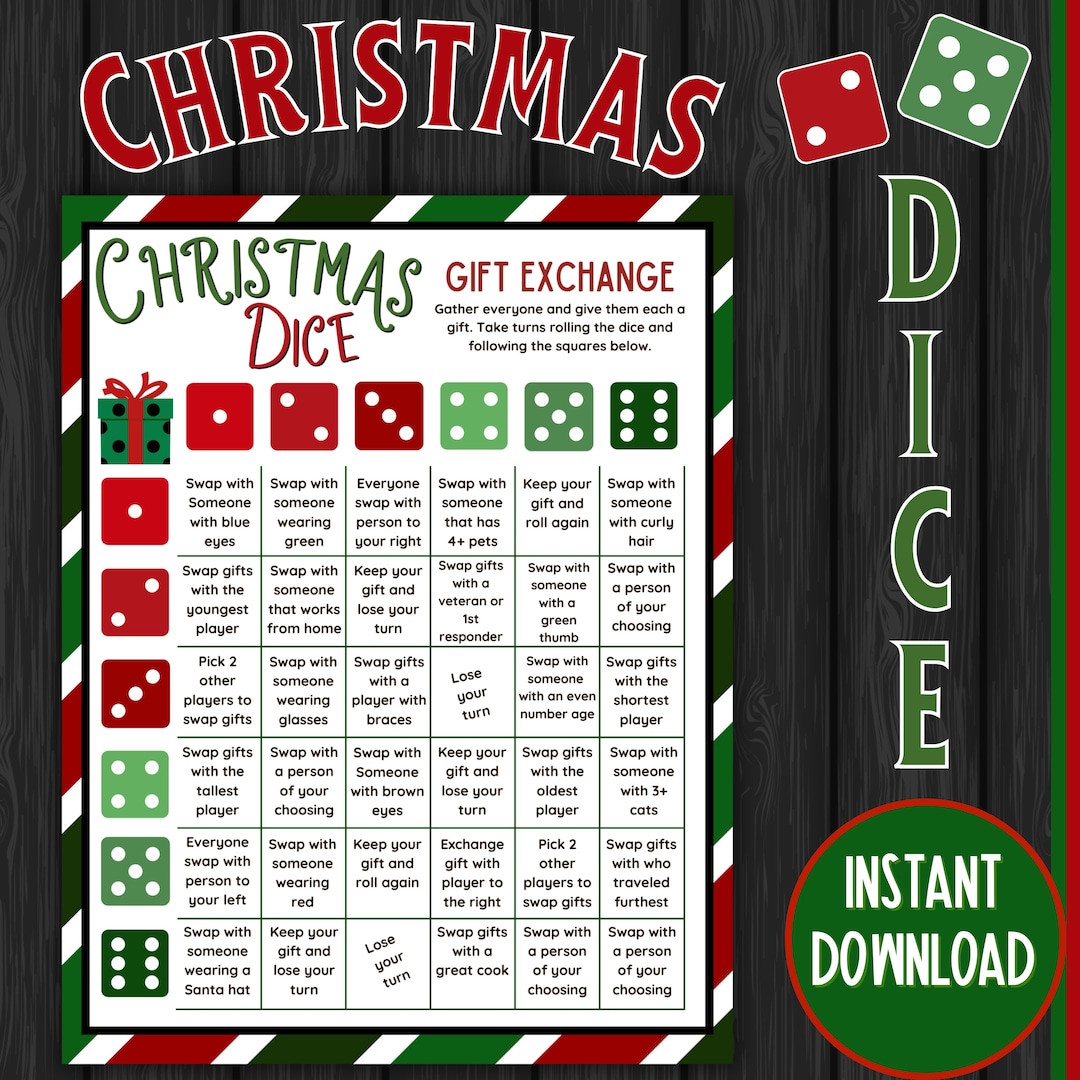 Christmas Dice Christmas Dice Game Gift Exchange Game Christmas Party ...