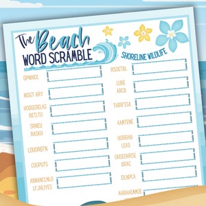 Beach Word Scramble Set | Printable Summer Word Scramble | Kid | Teen ...