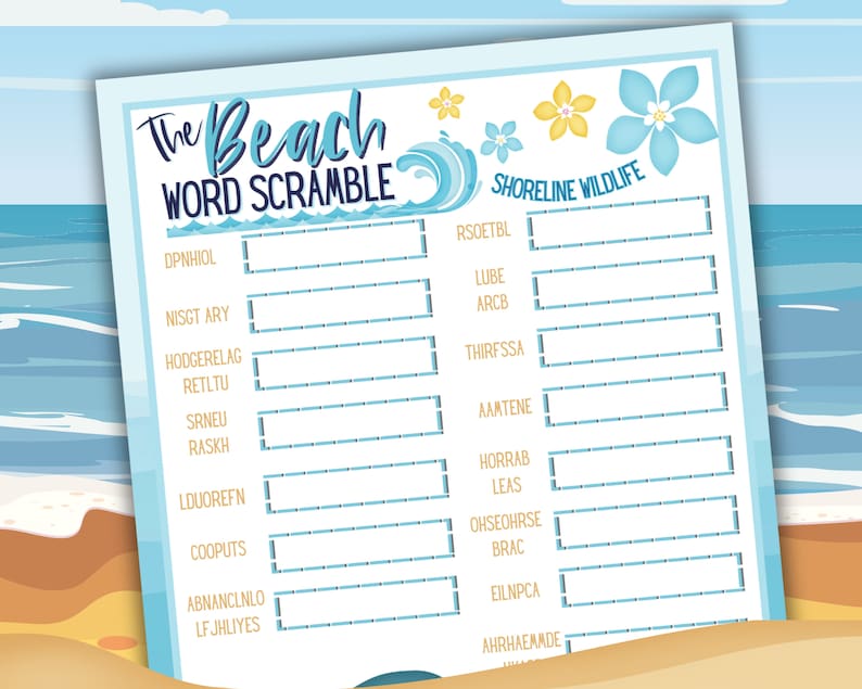 Beach Word Scramble Set | Printable Summer Word Scramble | Kid | Teen ...