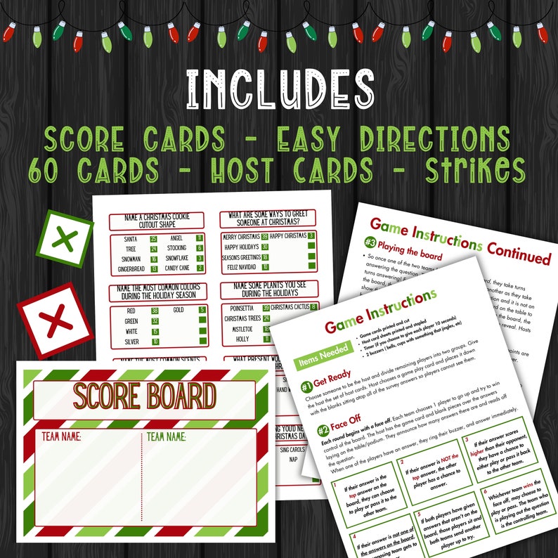 Christmas Family Feud, Printable Christmas Family Feud Game Bundle for ...